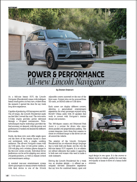 Power & Performance - All-new Lincoln Navigator - Shereen Shabnam